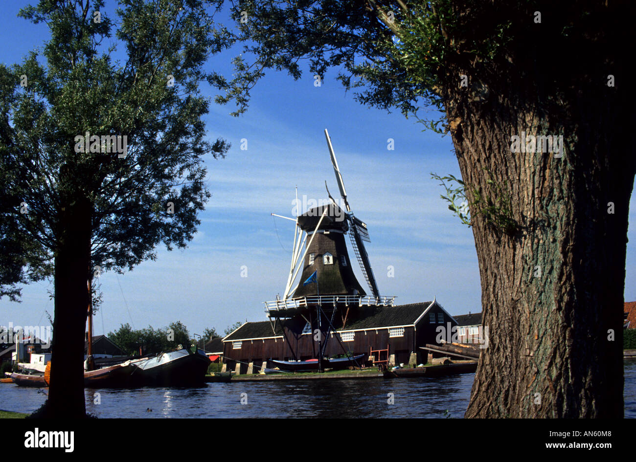 Windmill Woudsend Friesland Netherlands Holland Stock Photo - Alamy