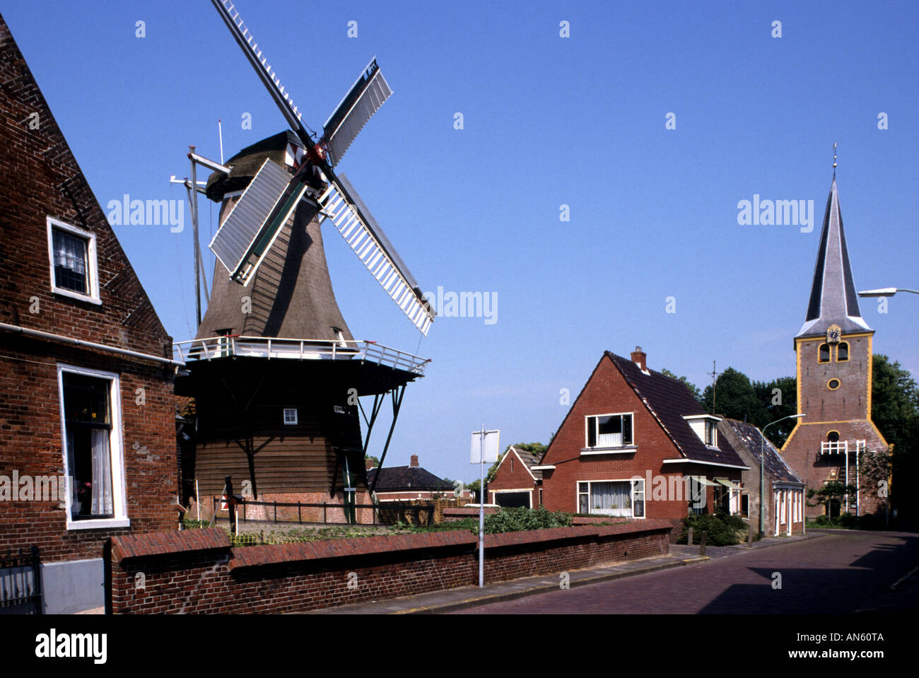 Windmill Winsum Groningen village Holland Netherlands Stock Photo - Alamy