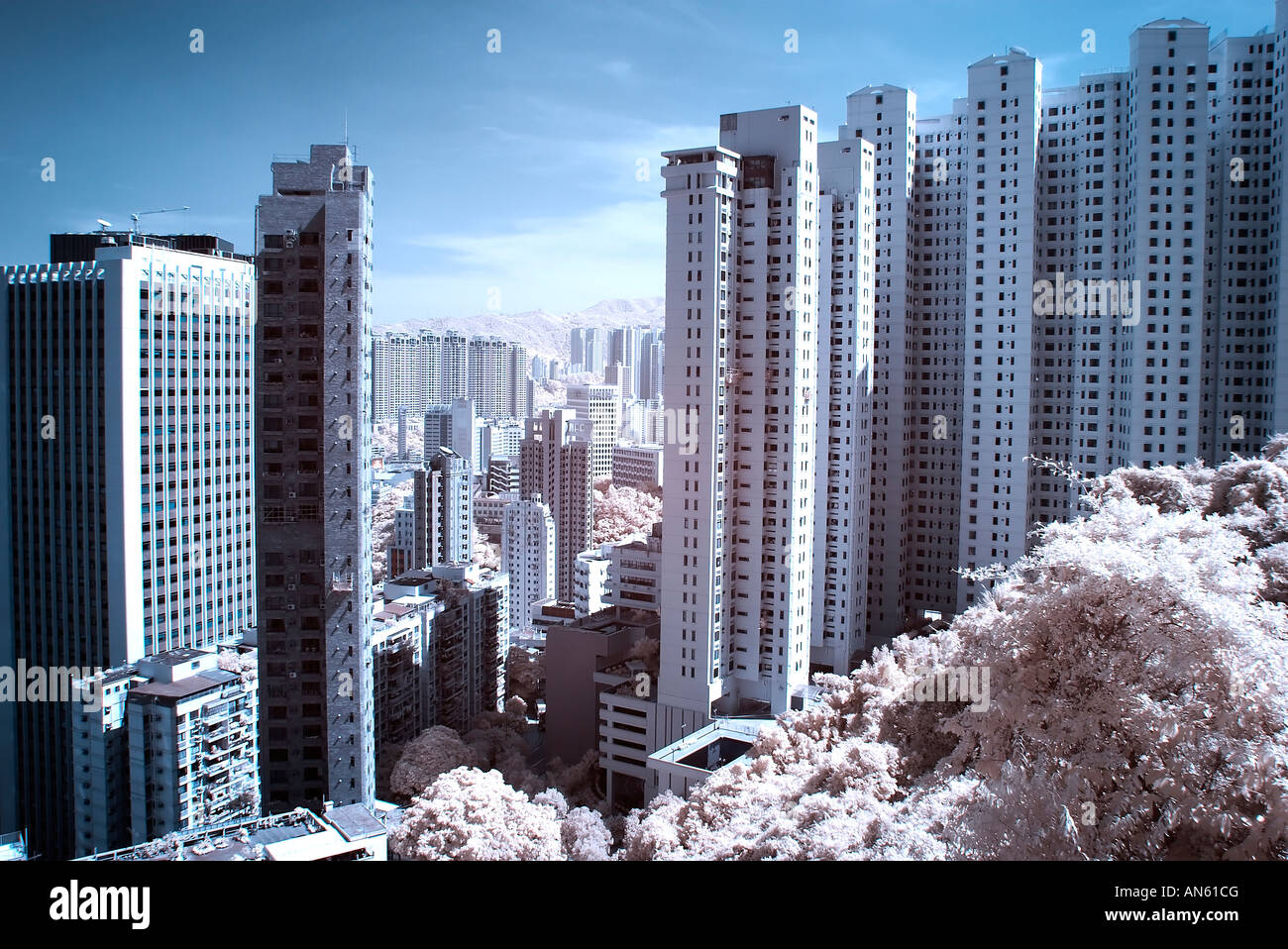 Digital Infrared Photography Hong Kong City Scene Stock Photo - Alamy