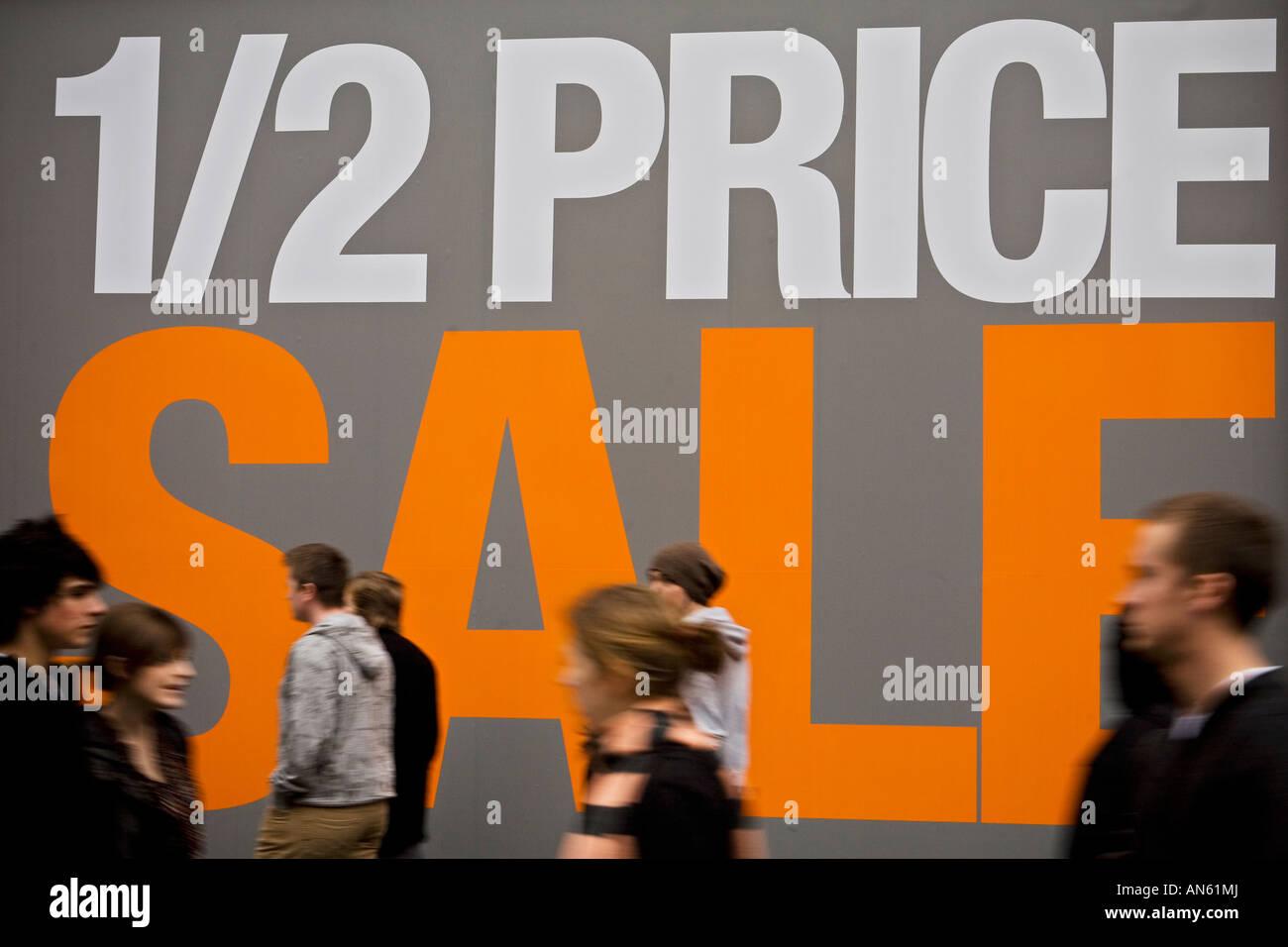 Half price sale sign on shop window on Oxford street Stock Photo - Alamy