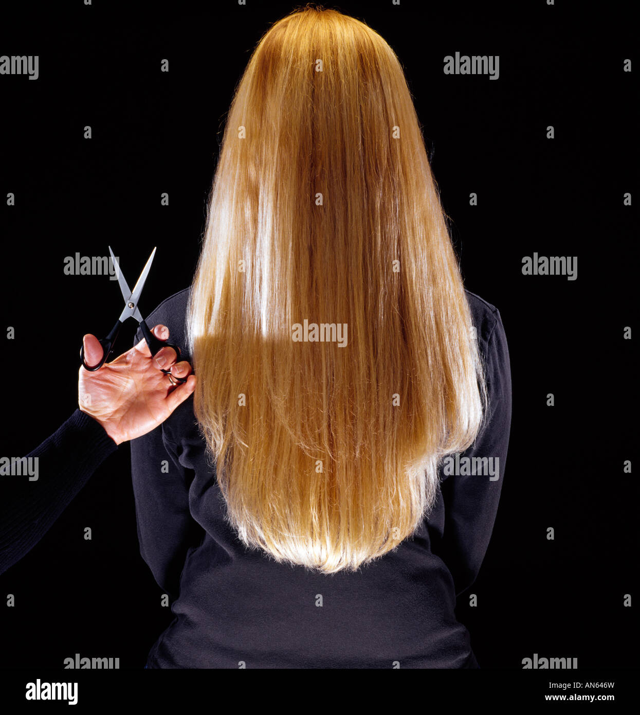 Woman about to have a hair cut Stock Photo - Alamy