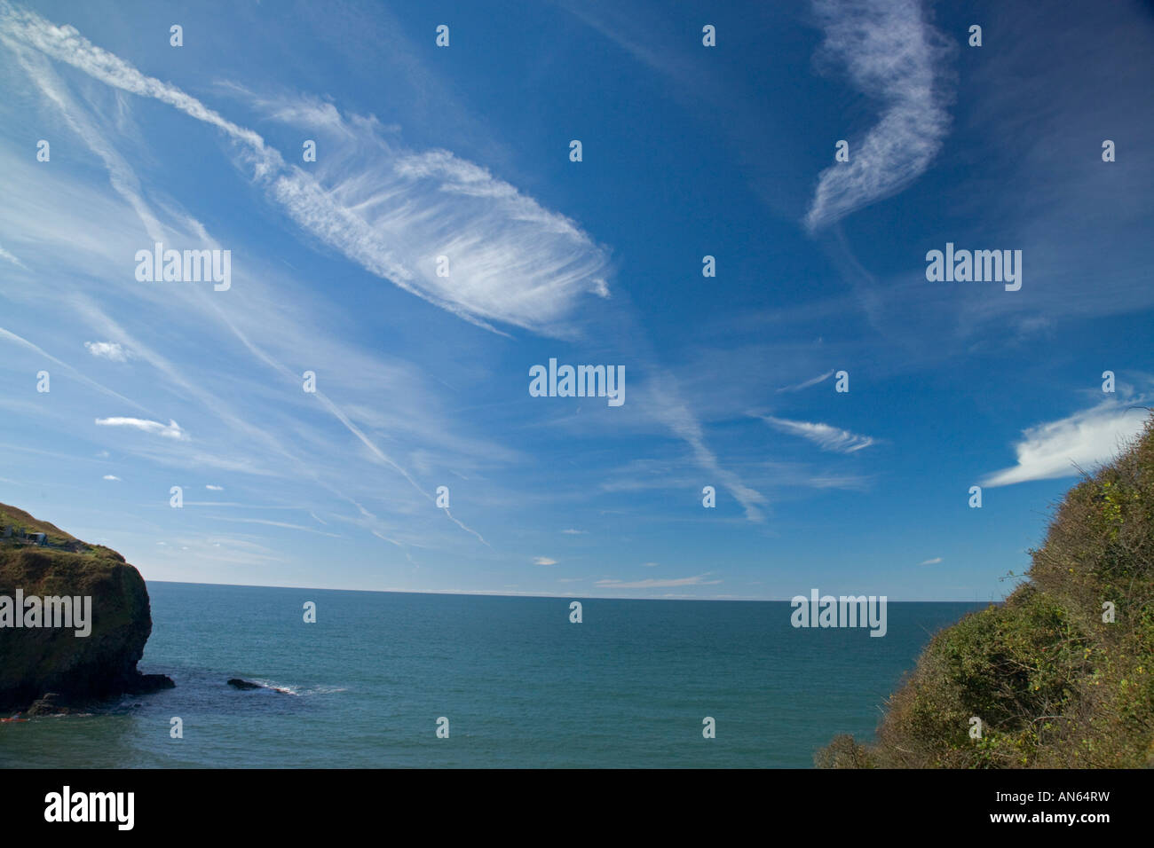 Llangranog Ceredigion Cardiganshire coast Sky Stock Photo - Alamy