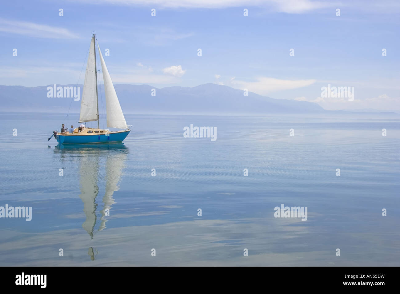 Sailing boat floating at Ohrid lake Stock Photo - Alamy