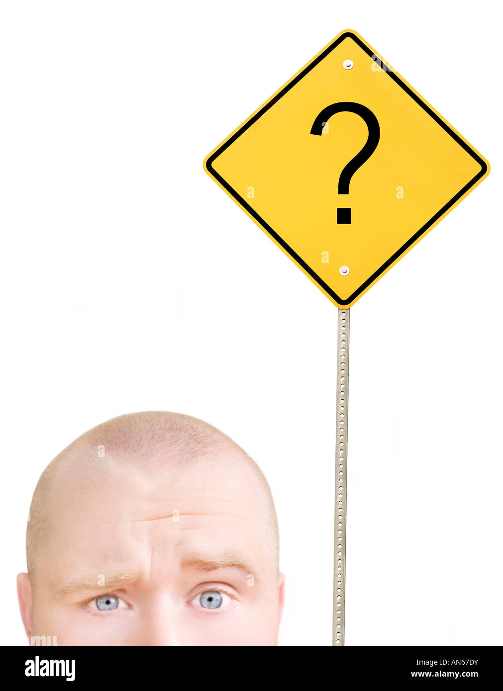 Part of a man's head and a sign Stock Photo - Alamy