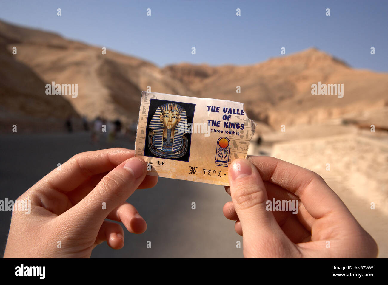Tourist with entry ticket Valley of the Kings Egypt Stock Photo - Alamy