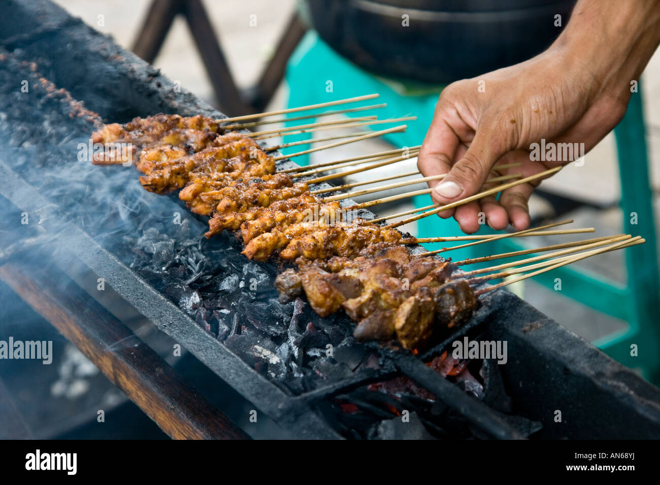 Grilling Satay Meat Skewers Jakarta Indonesia Stock Photo - Alamy