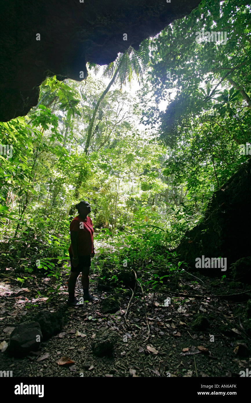 Palau girl walks into cave on Meuuel Island in the Rock Islands of ...