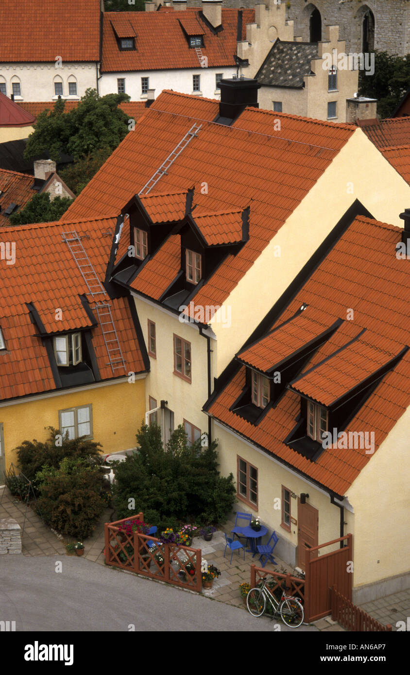 Overview of Typical housing in Visby Sweden Stock Photo - Alamy