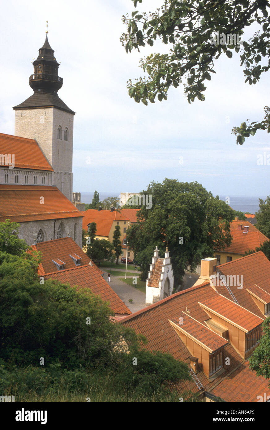 Overview of the Church and Typical housing in Visby ,Sweden Stock Photo ...