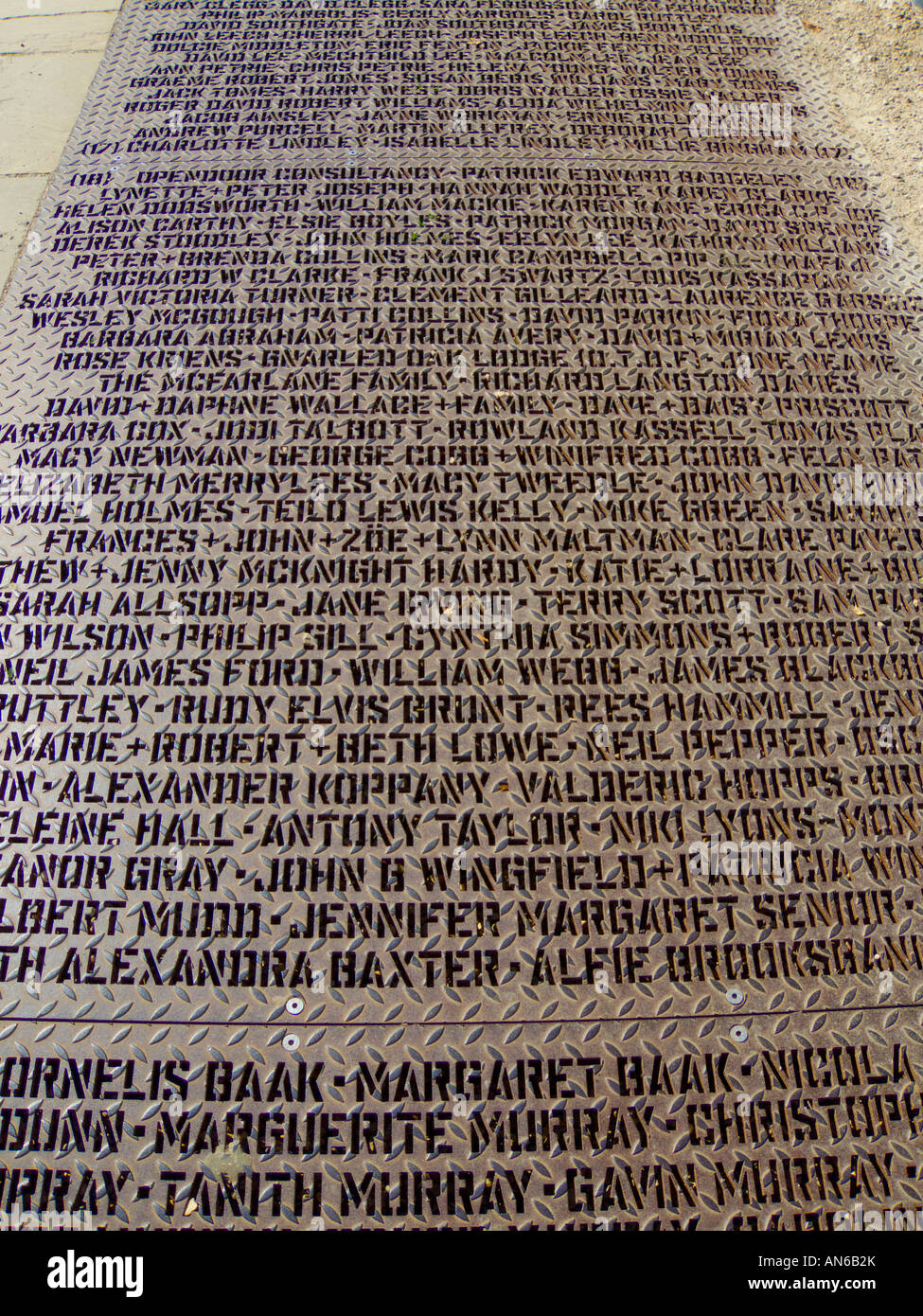 Yorkshire Sculpture Park Footpath with artists names inscribed Stock ...