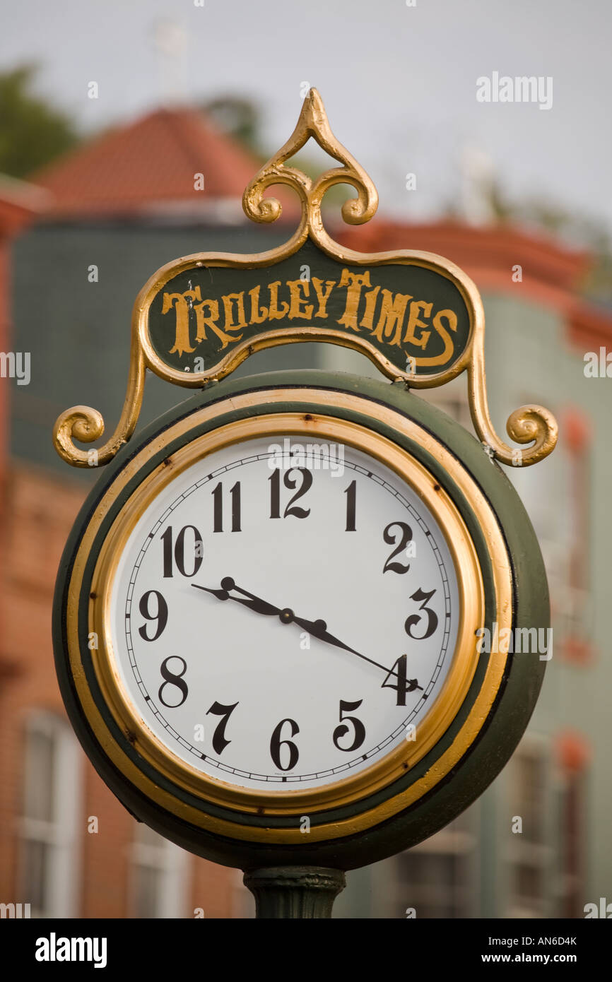 ILLINOIS Galena Trolley Times clock on Main Street in downtown historic ...