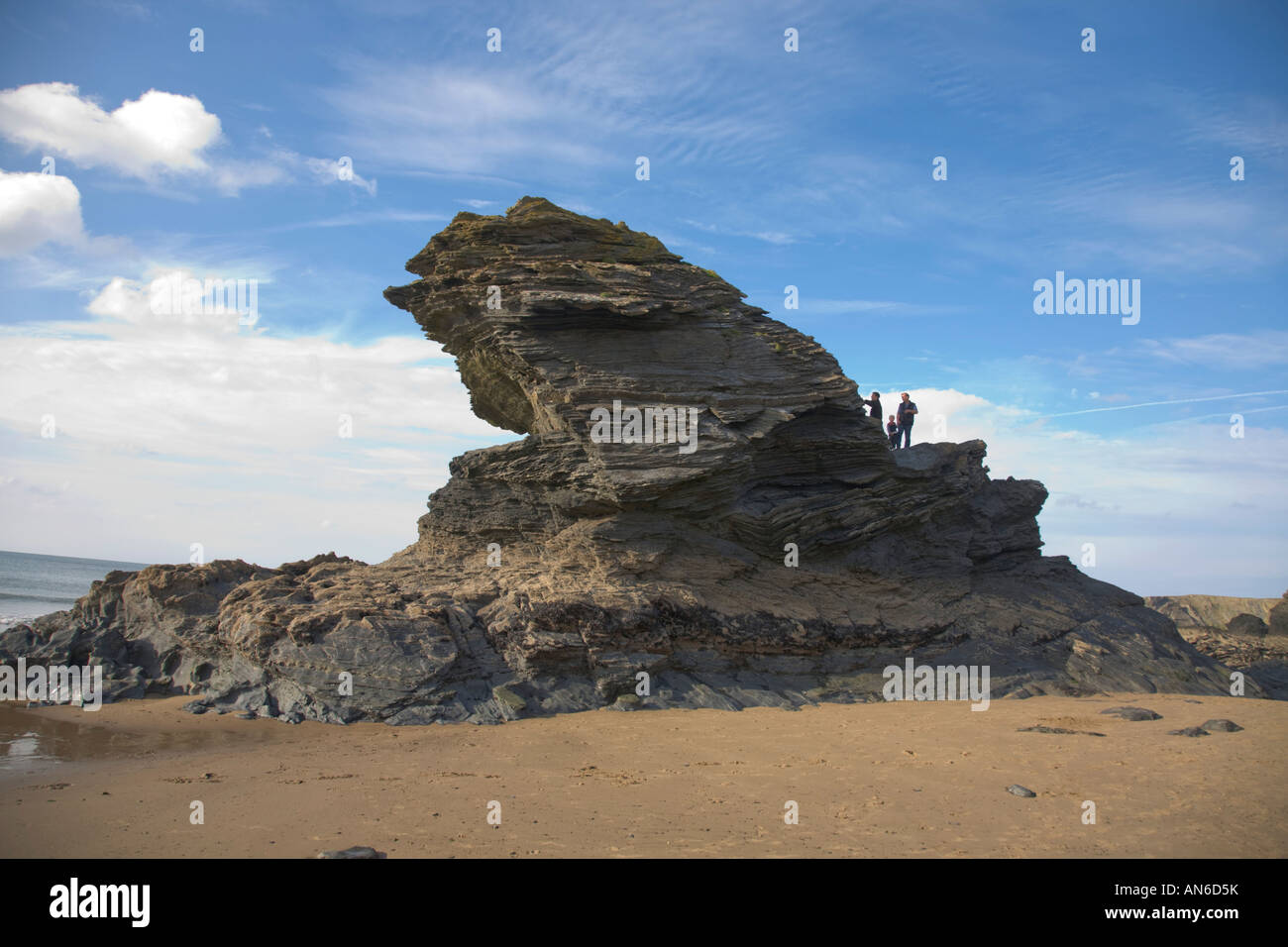 Beach and rocks Llangranog Wales Stock Photo - Alamy