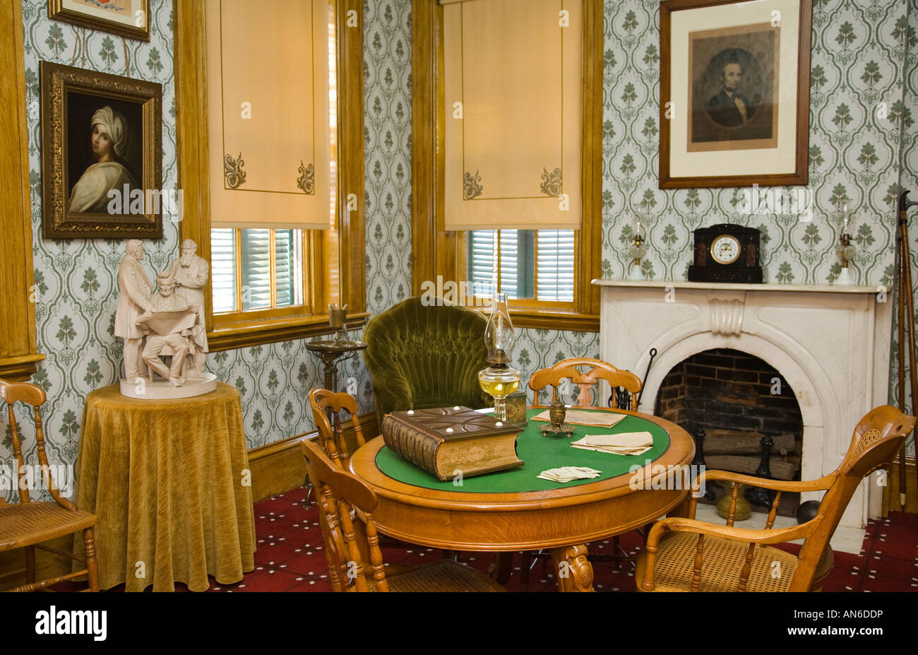 ILLINOIS Galena Family Bible on table interior of home of Ulysses S ...