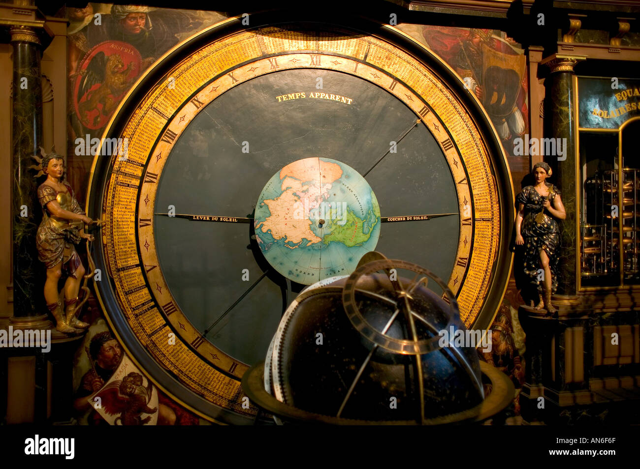 Astronomical clock, Notre-Dame gothic cathedral 14th century ...