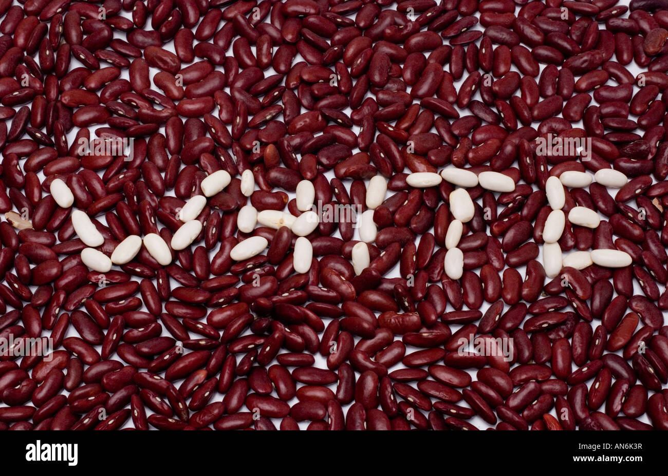 red kidney beans and white beans The word WHITE spelt out with white ...
