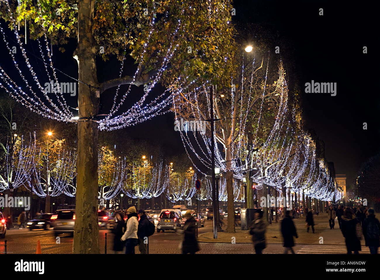Champs Elysees illuminated with diodes LED, Paris, France Stock Photo ...