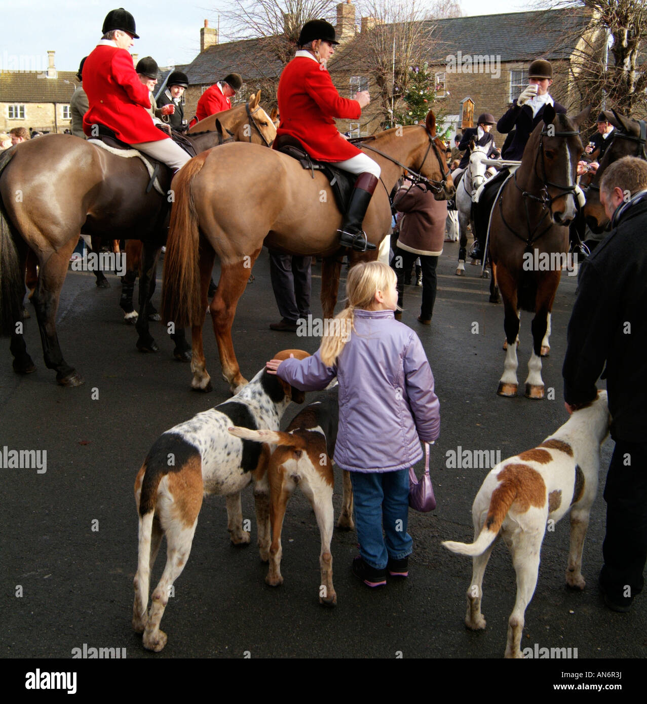 Woodland Pytchley Hunt Members at Brigstock Village Northamptonshire ...