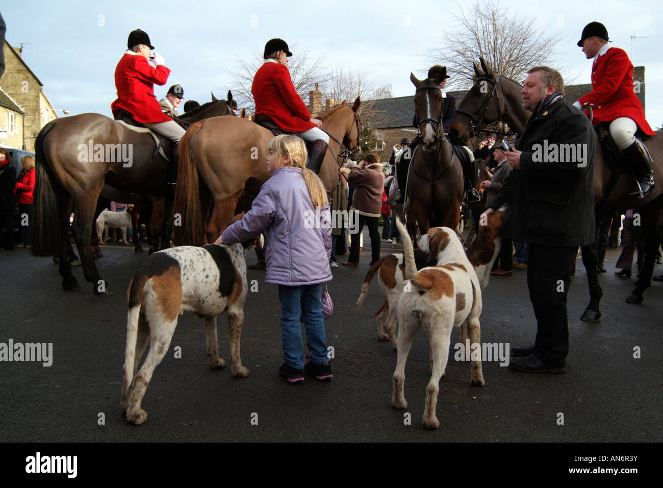 Woodland Pytchley Hunt Members at Brigstock Village Northamptonshire ...
