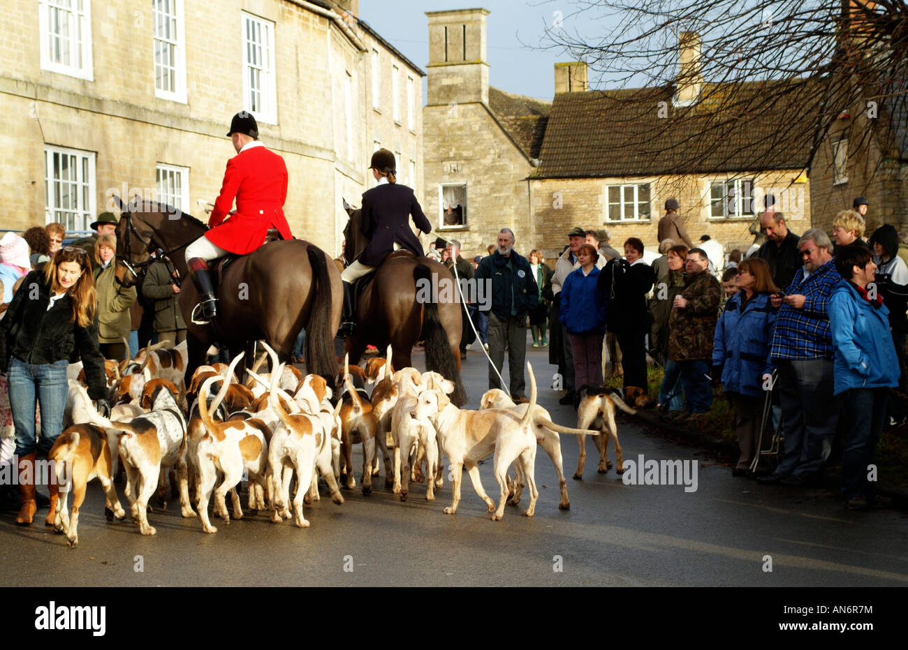 Woodland Pytchley Hunt Members at Brigstock Village Northamptonshire ...