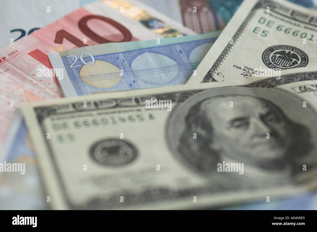US dollars and euro notes Stock Photo - Alamy