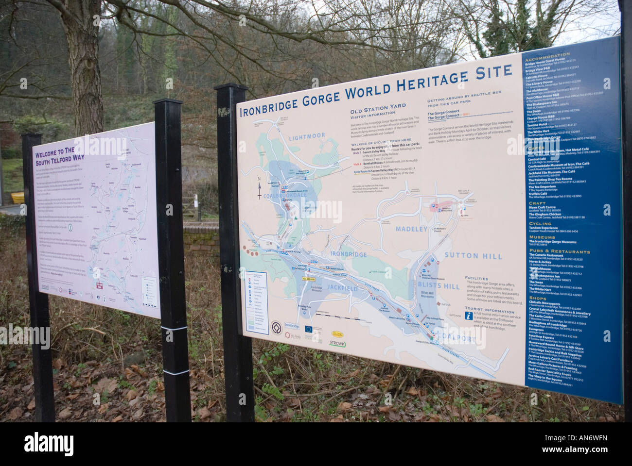 Ironbridge tourist information maps Stock Photo - Alamy