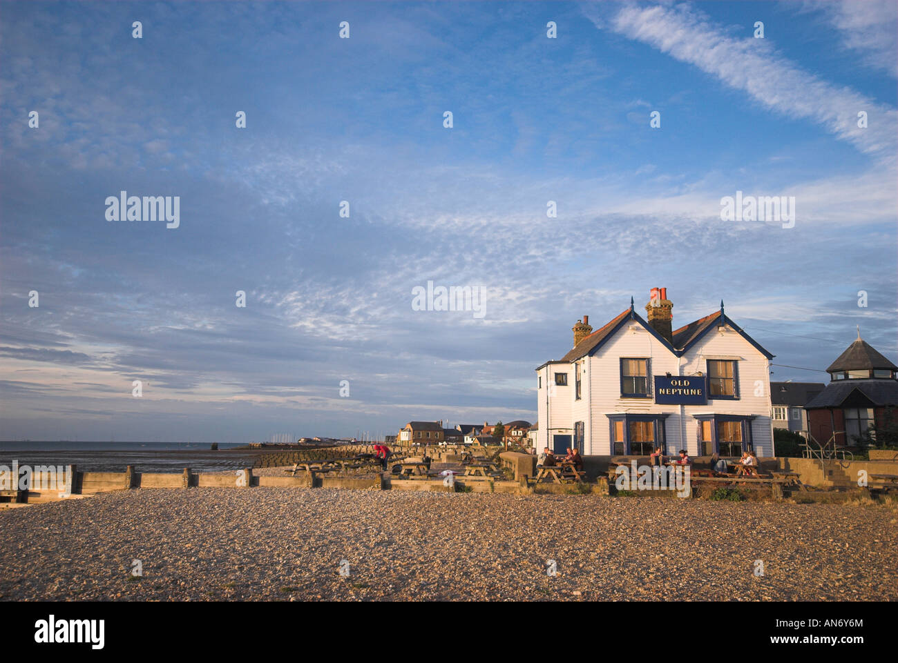 The Neptune pub on the beach at Whitstable Kent Stock Photo - Alamy