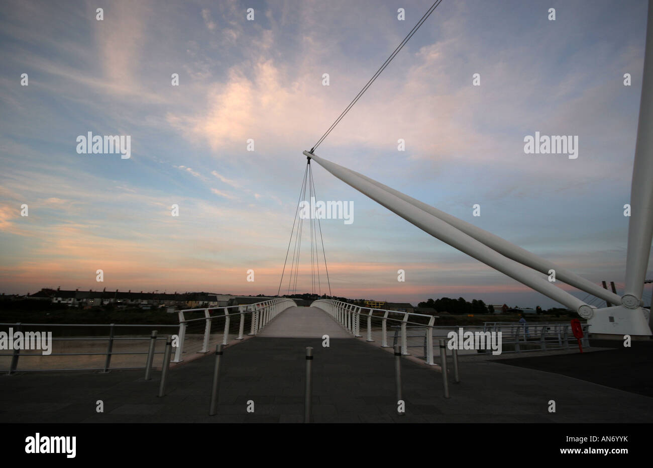 Millennium Foot bridge over the river Usk, Newport, Gwent, South Wales ...