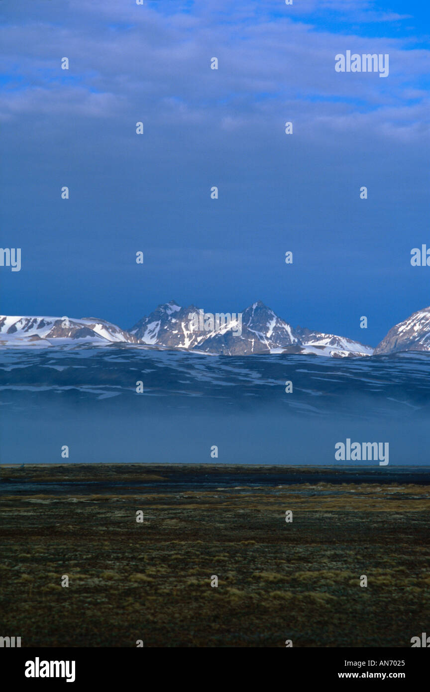 Mountains across the bay from Constable Point East Greenland Stock ...