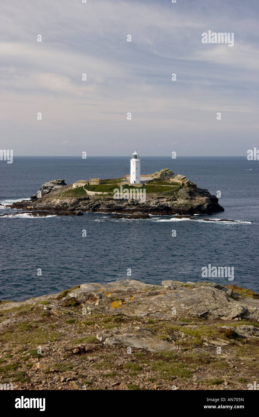 Godrevy Lighthouse, Godrevy Island, St Ives Bay, Cornwall, England ...
