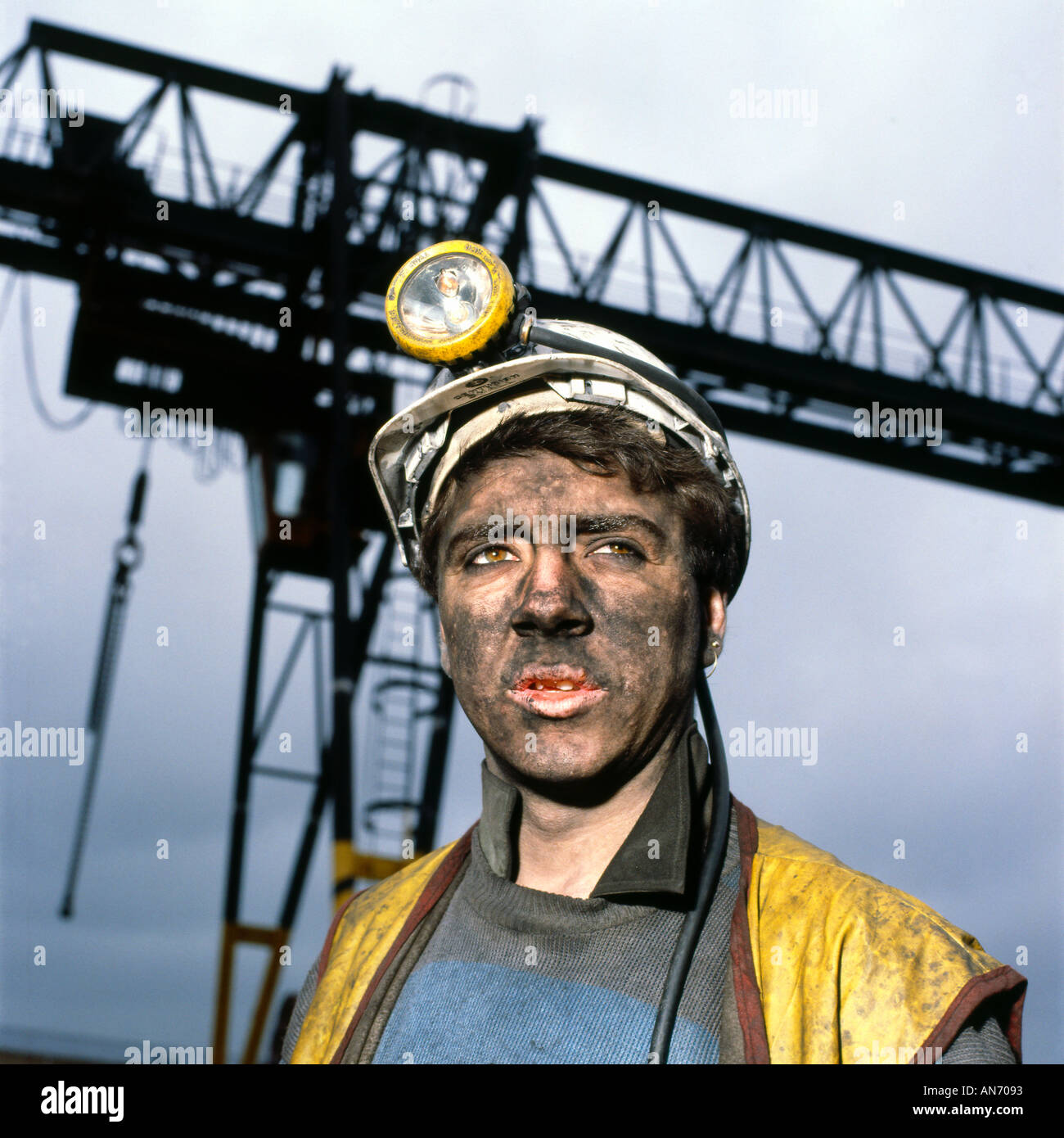 Dylan Parry, 19, the youngest Welsh coal miner at Betws Colliery Stock ...