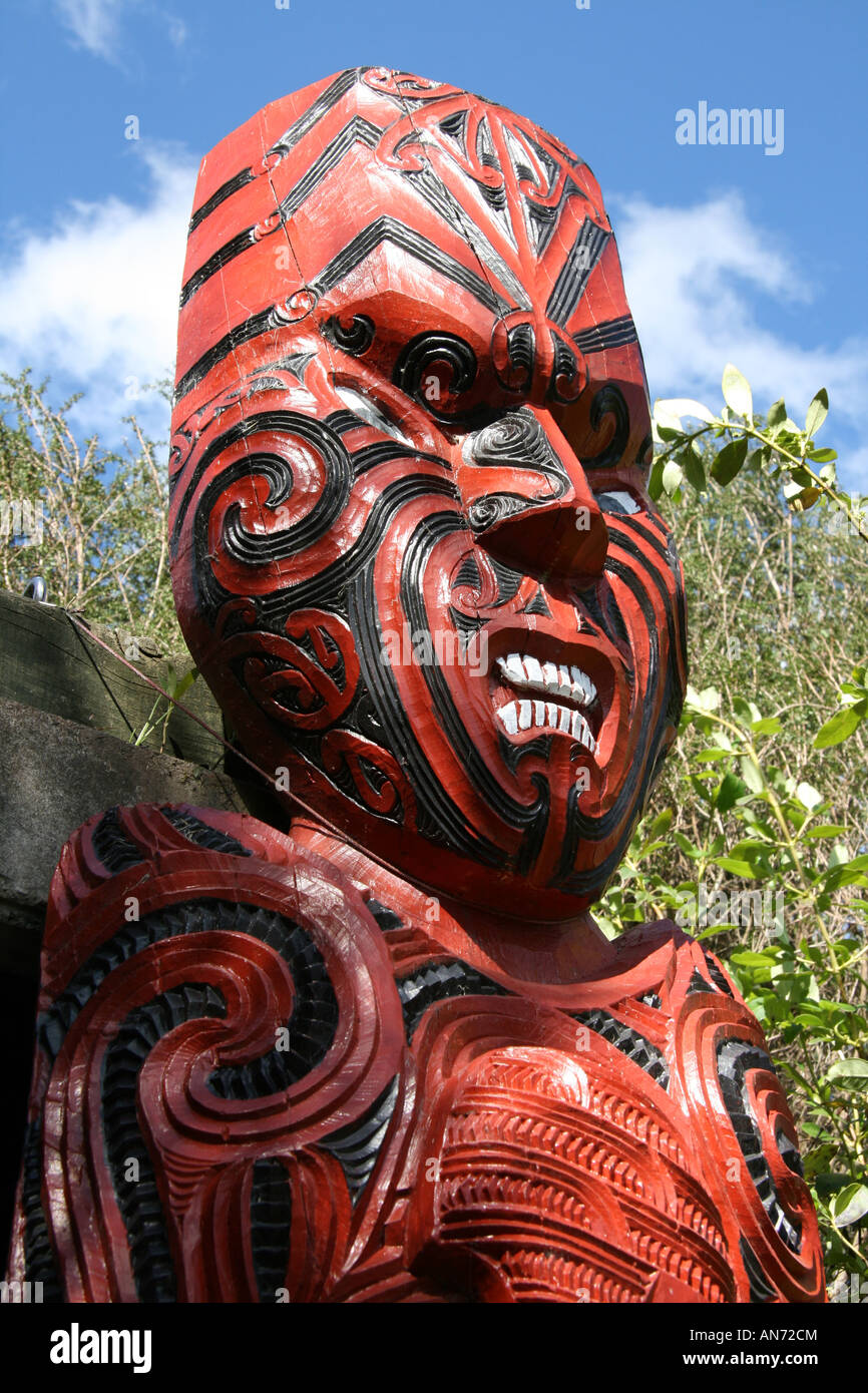 Maori mask at Te Puia Rotarua North island New Zealand Stock Photo - Alamy