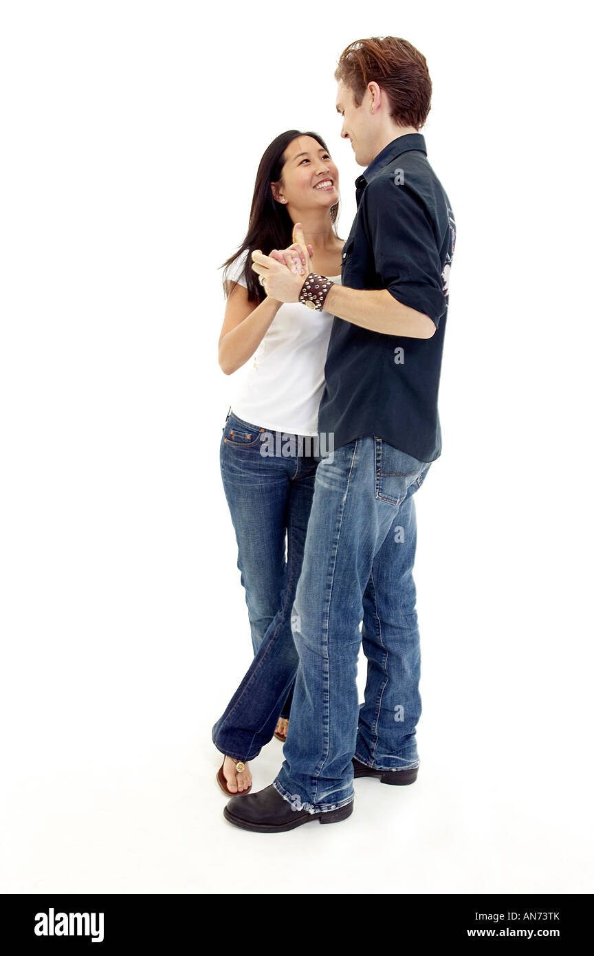 Multiracial Couple Dancing Stock Photo - Alamy