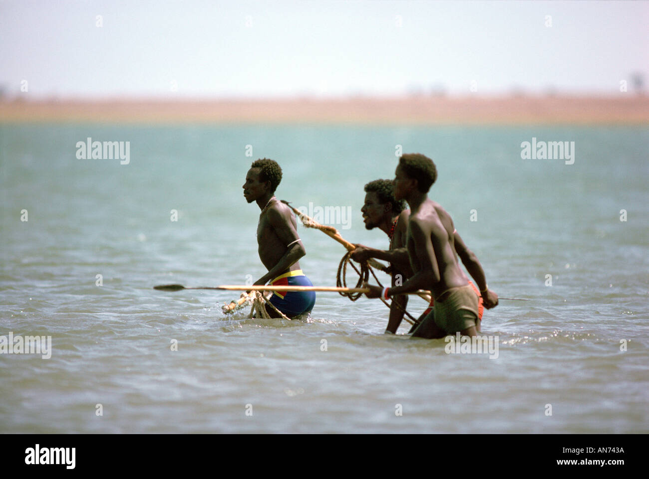 El Molo tribesmen hunt Nile Crocodileon on El Molo Tribe Lake at ...