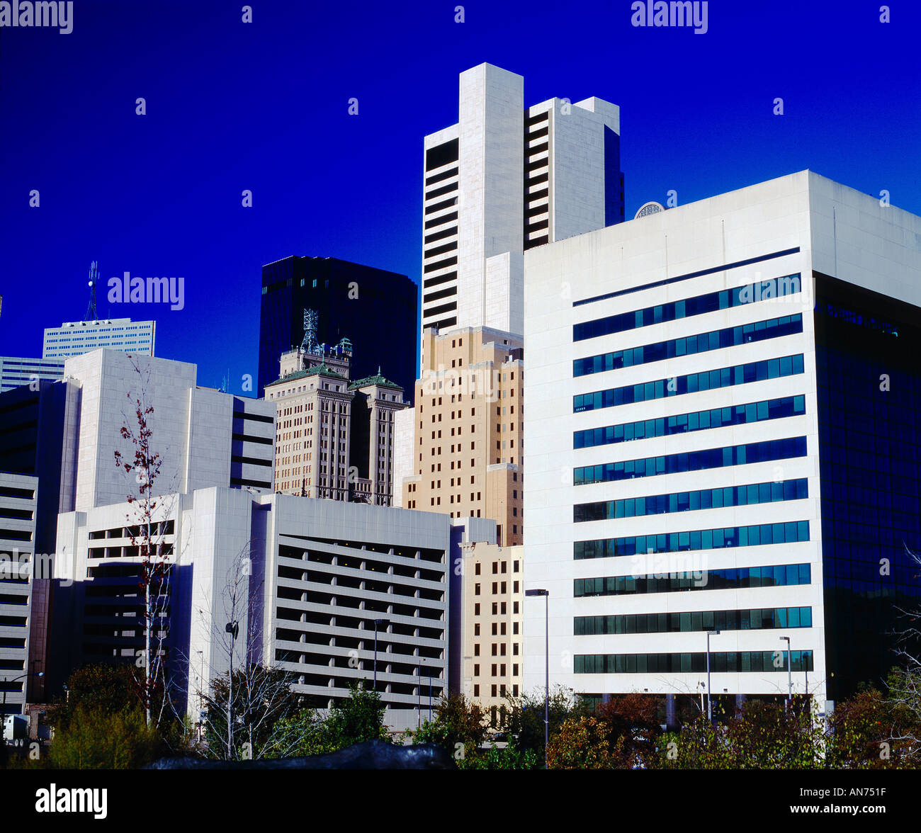 Dallas Texas USA Downtown Modern Buildings Young Street from Pioneer ...