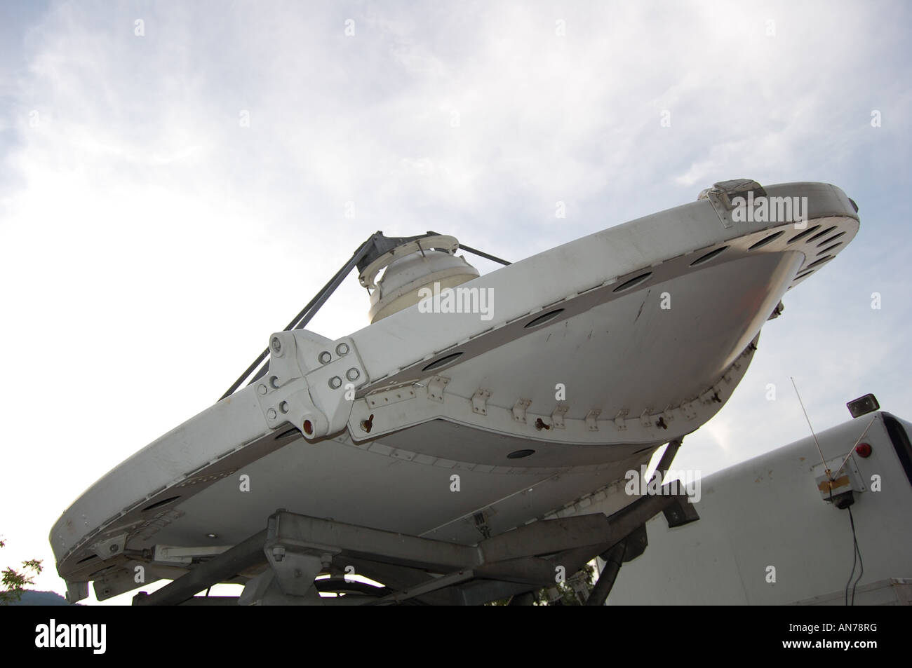 Satellite dish pointing skywards Stock Photo - Alamy