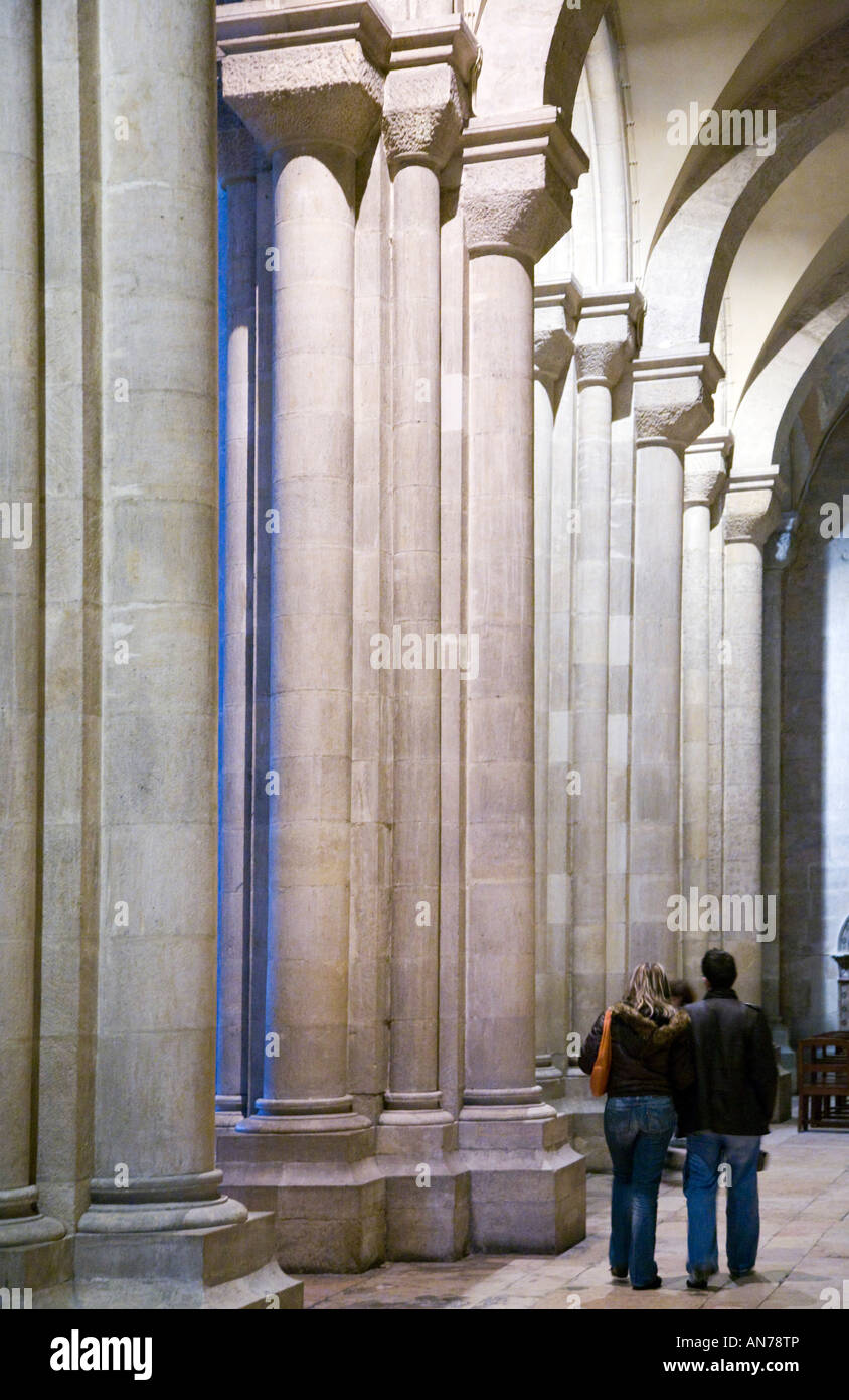 Visitors inside Lisbon cathedral Stock Photo - Alamy