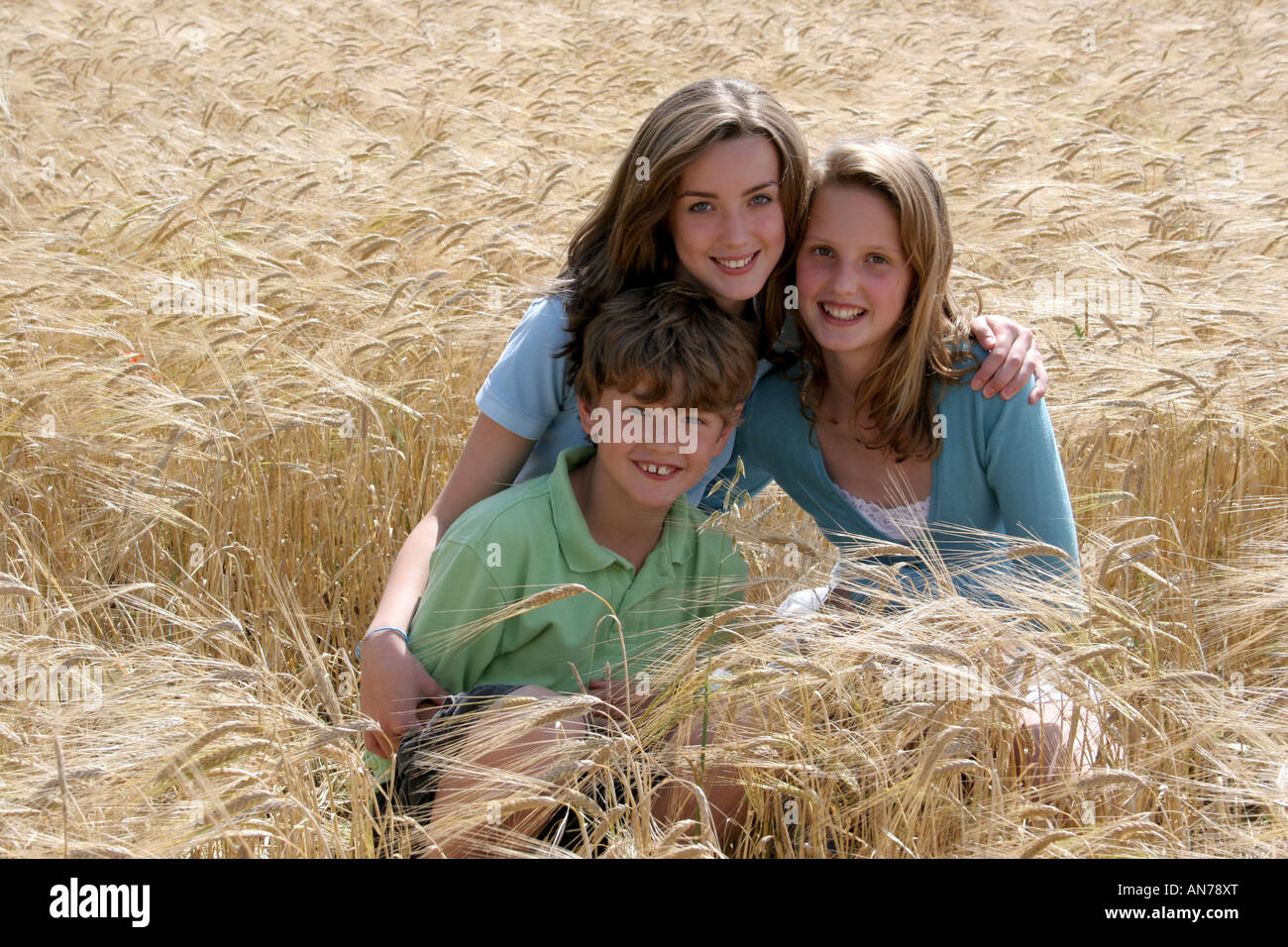 A portrait of British children taken in a corn field Stock Photo - Alamy