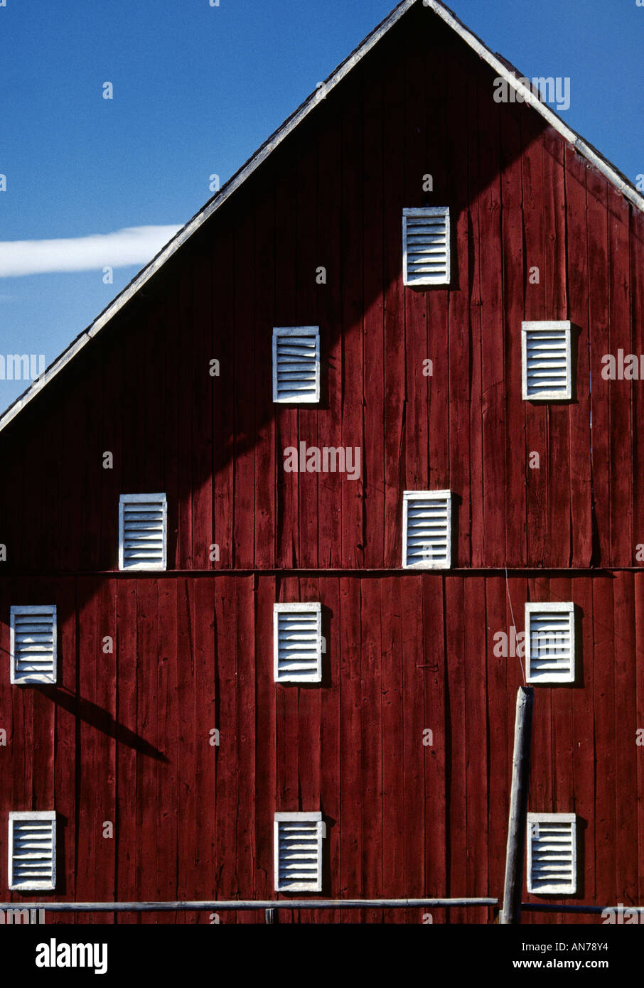 RED BARN WITH WHITE VENTS ADIN CALIFORNIA Stock Photo - Alamy
