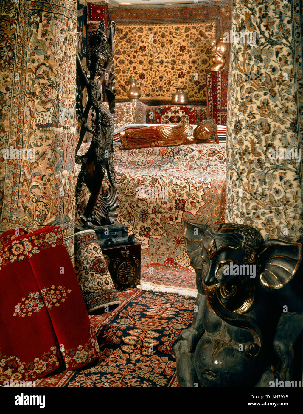 PERSIAN RUGS and ASIAN STATUES on display in retail store CALIFORNIA ...