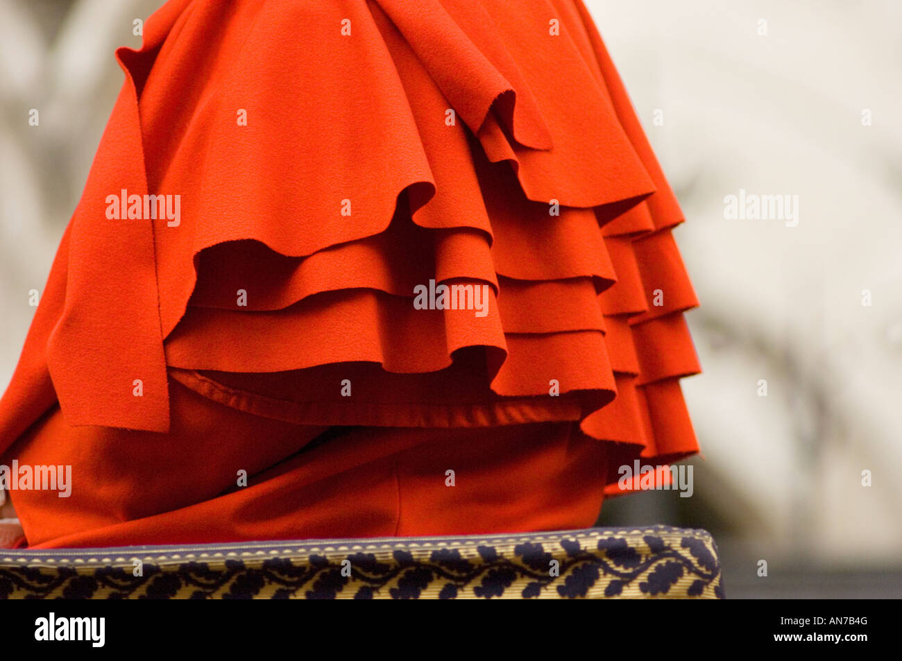 Red cloak of a coachman at The Lord Mayors Show parade Stock Photo - Alamy