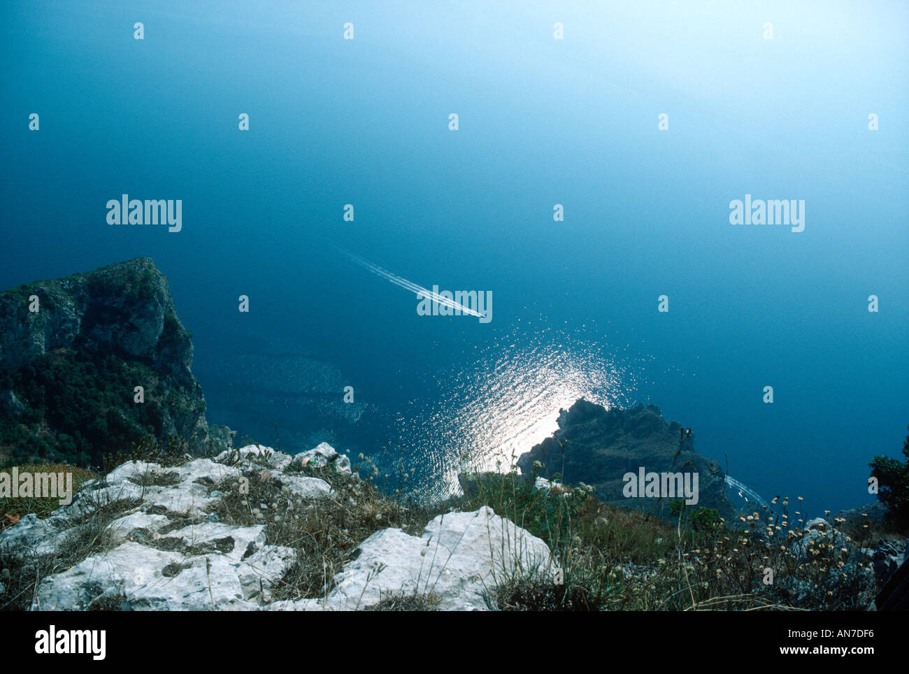 Capri view from Monte Solaro looking south over the Mediterranean Stock ...