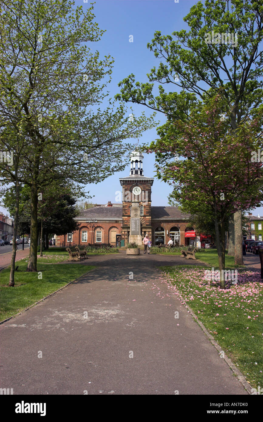 Market Square with clock tower and war memorial in Lytham Stock Photo ...
