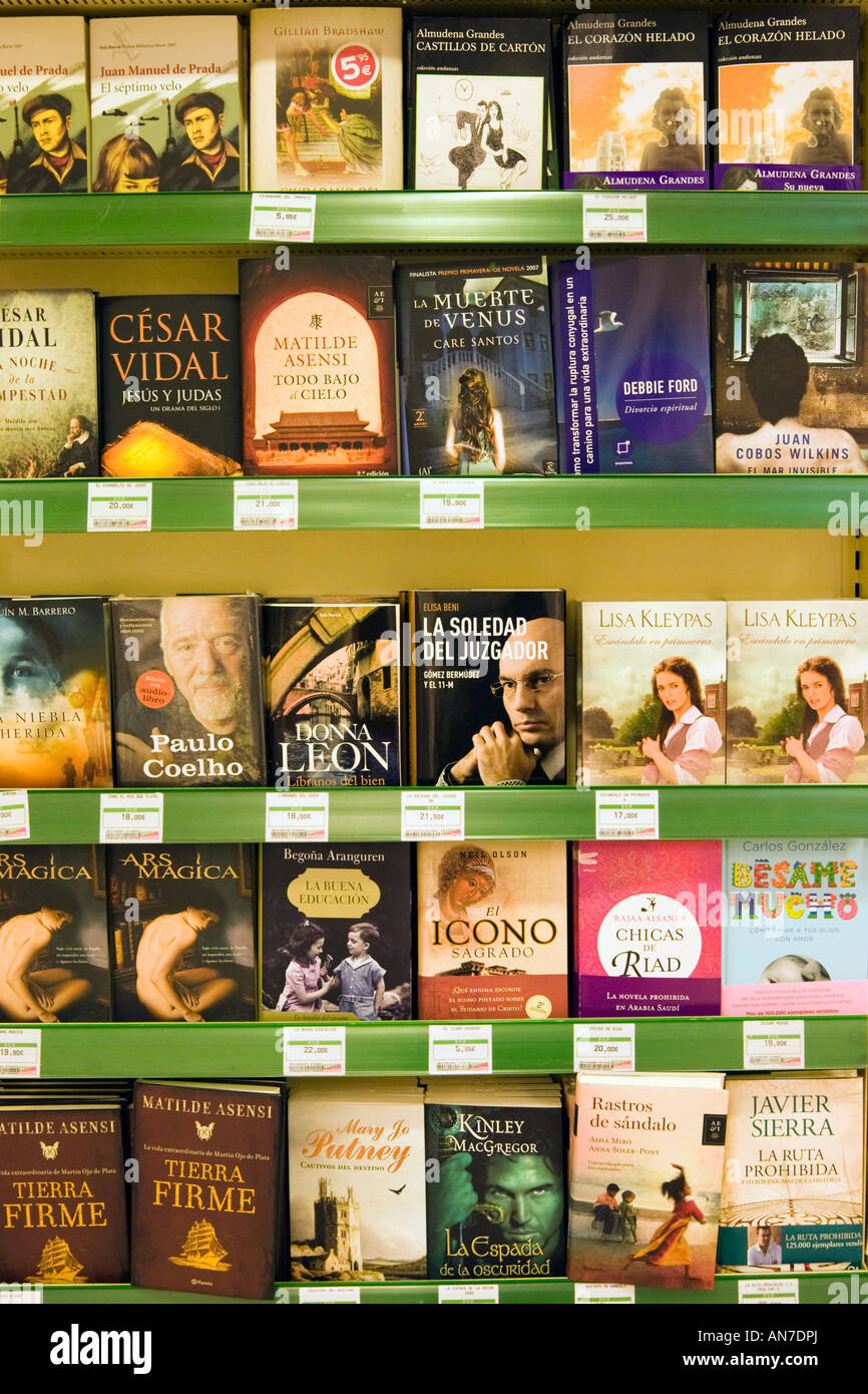 Display of Spanish language books in a SuperCor shop Spain Stock Photo ...