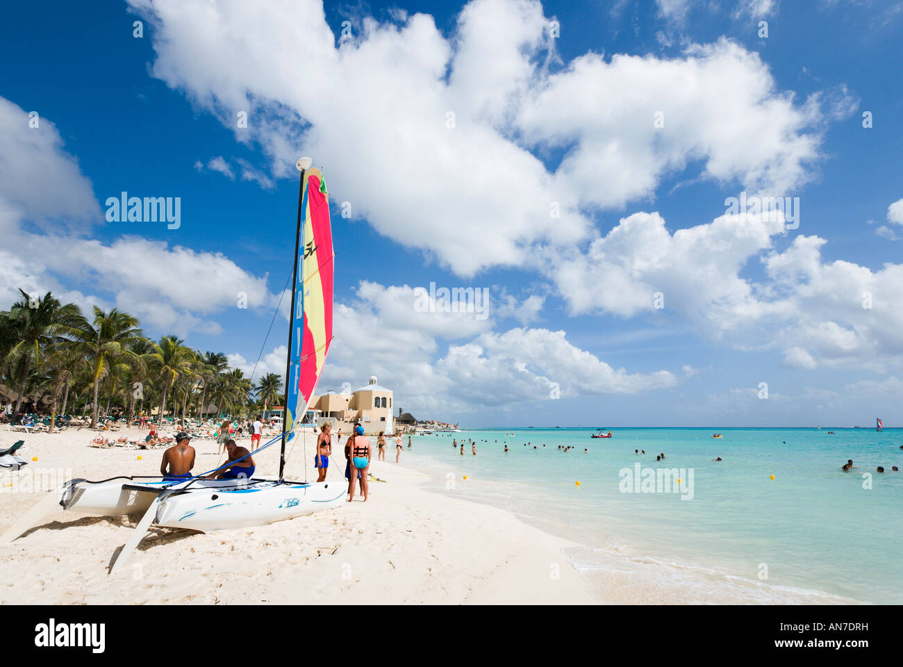 Beach outside Riu Playacar Hotel, Playacar, Playa del Carmen, Riviera ...