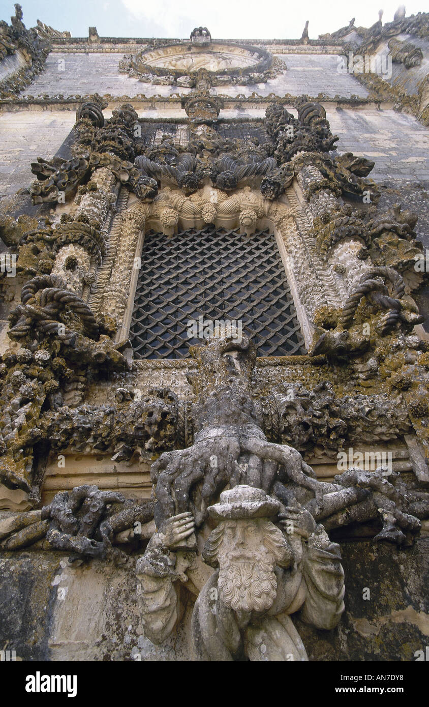 Detail of Manueline decoration which surrounds a grille on the Convento ...
