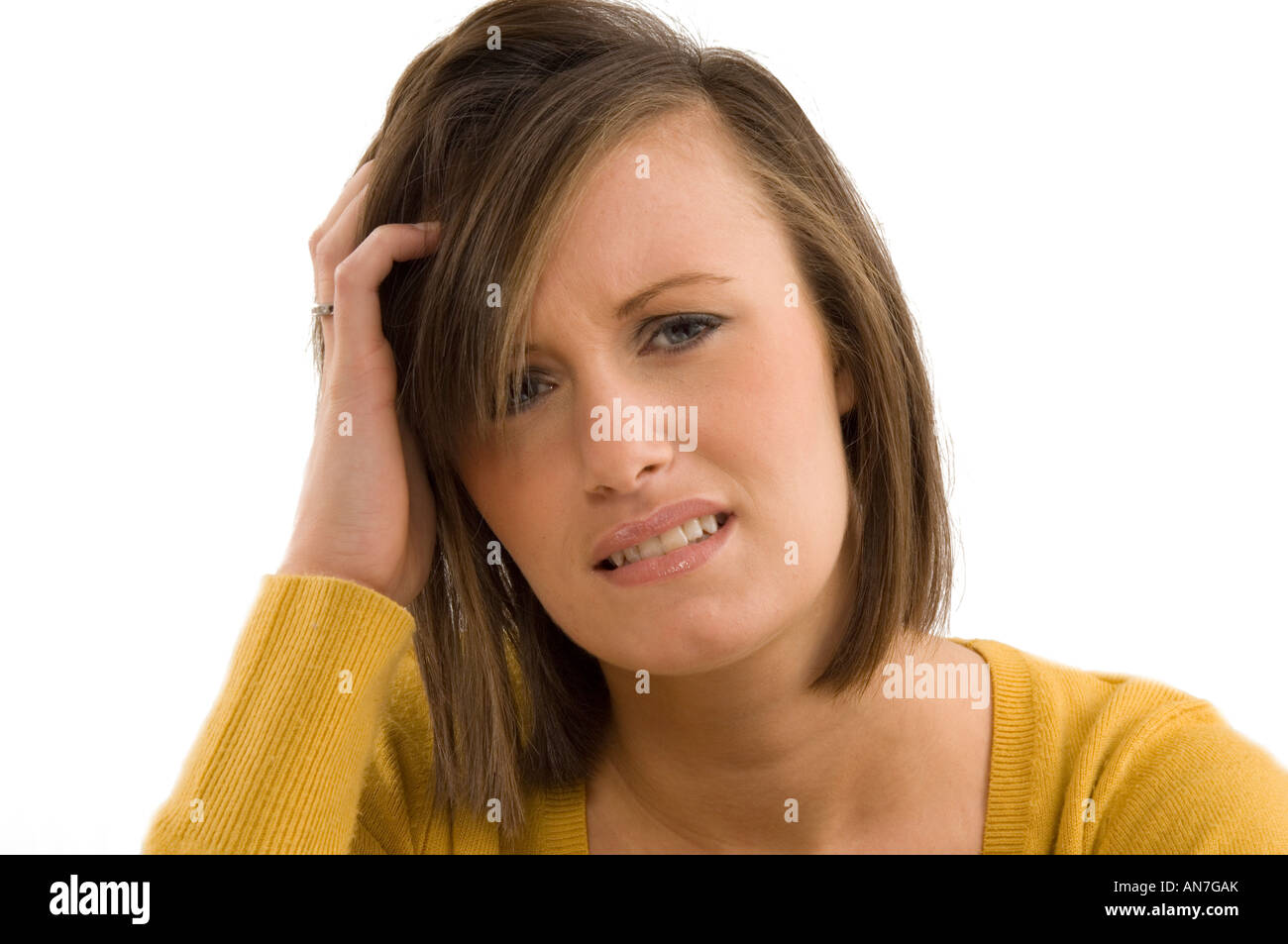 woman looking stressed Stock Photo - Alamy
