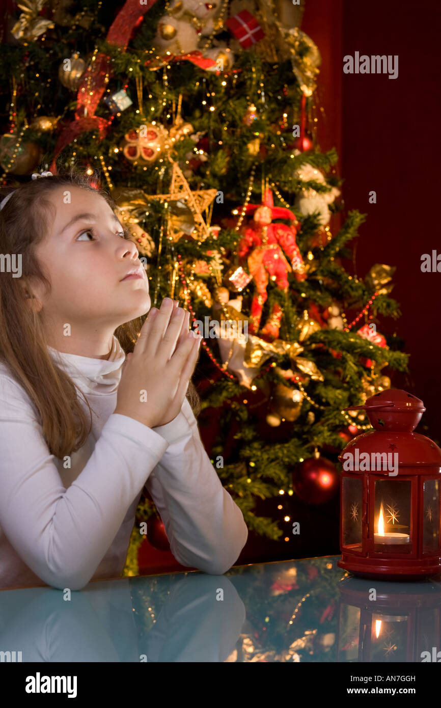 Christmas prayers for a little child Stock Photo - Alamy