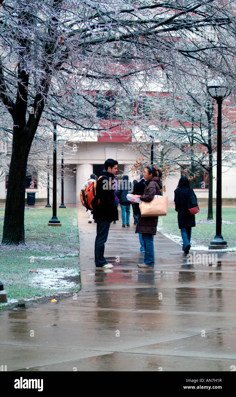 A wet, snowy, cold day at the University of Michigan Campus Stock Photo ...