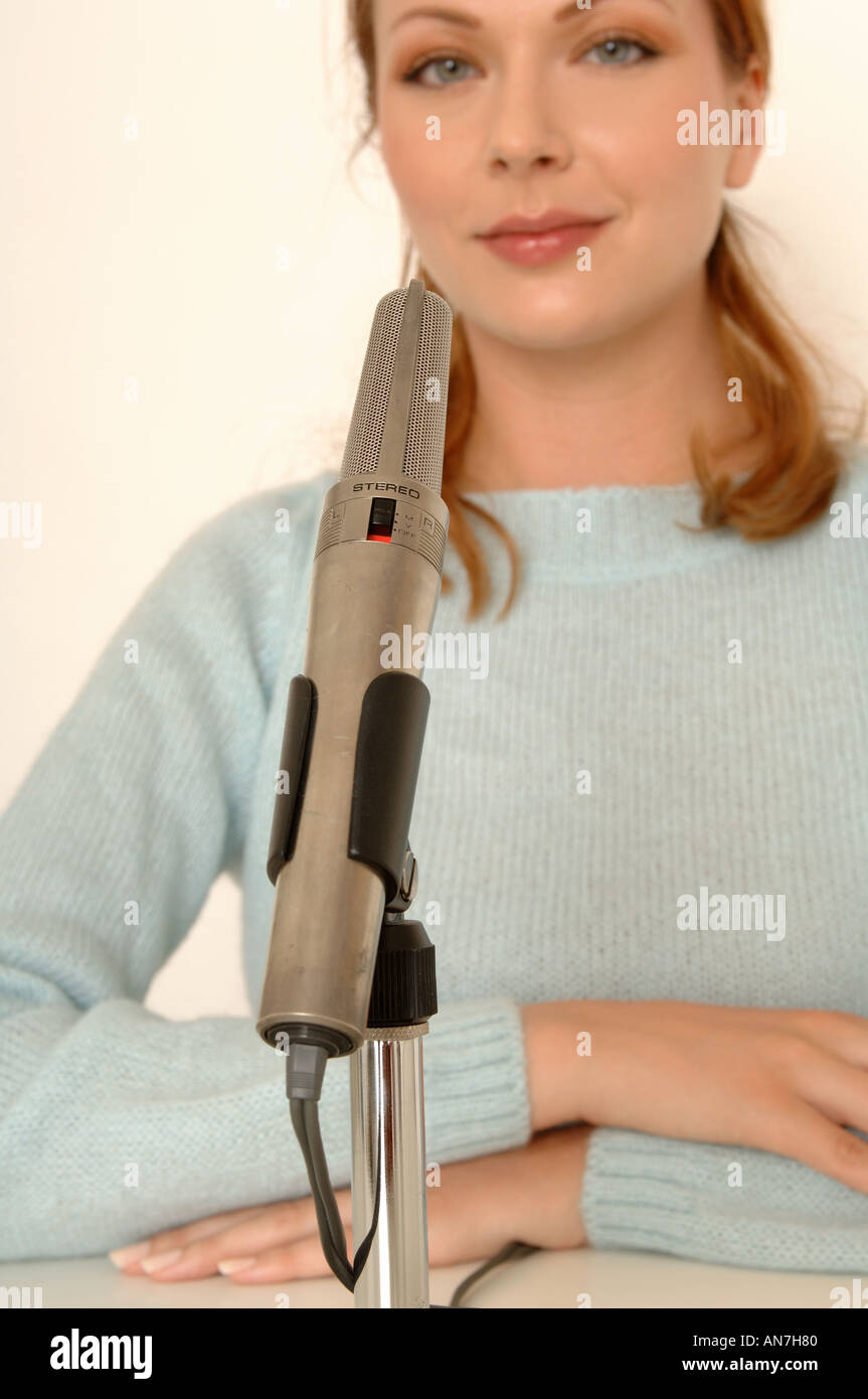 Female, microphone, close up, retro hi-res stock photography and images ...