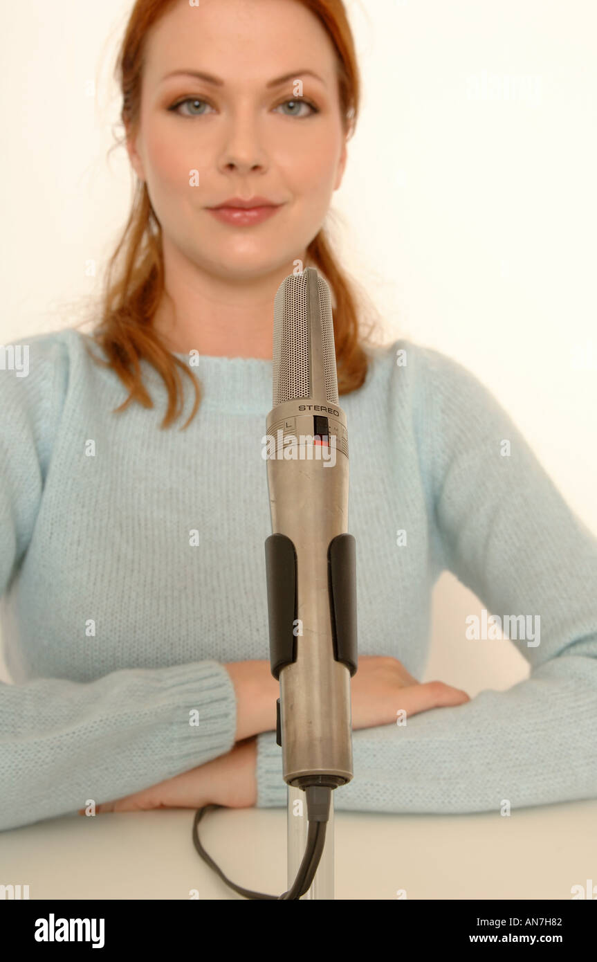 Female, microphone, close up, retro hi-res stock photography and images ...